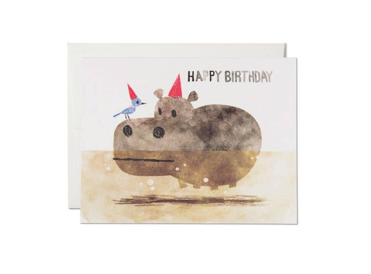 Bird and Hippo Birthday Card – Dots & Loops