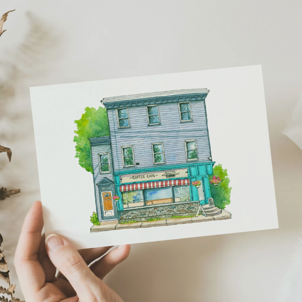 Dilly Dally Cafe Card – Dots & Loops