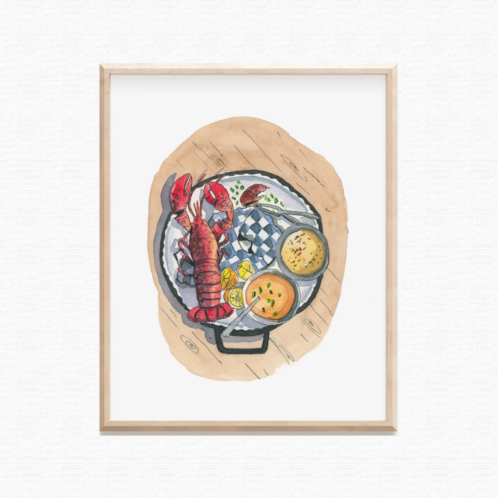 Lobster Dinner Watercolour Print – Dots & Loops