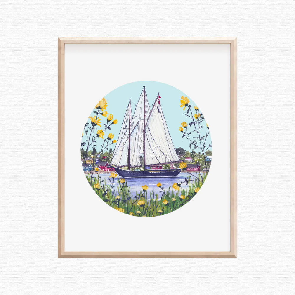 Bluenose Sailboat Floral Print – Dots & Loops