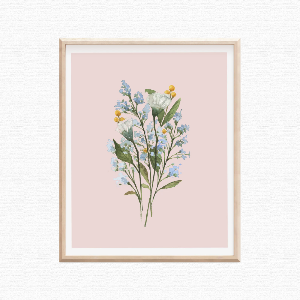 Pretty Blue Floral Bouquet Print – Dots & Loops