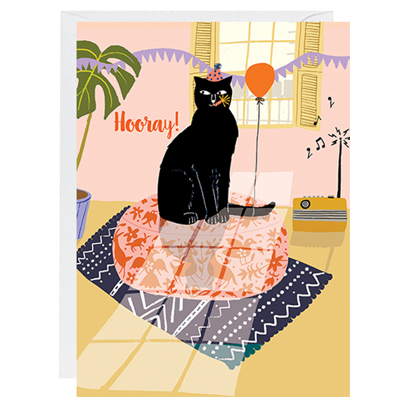Hooray Cat Card – Dots & Loops
